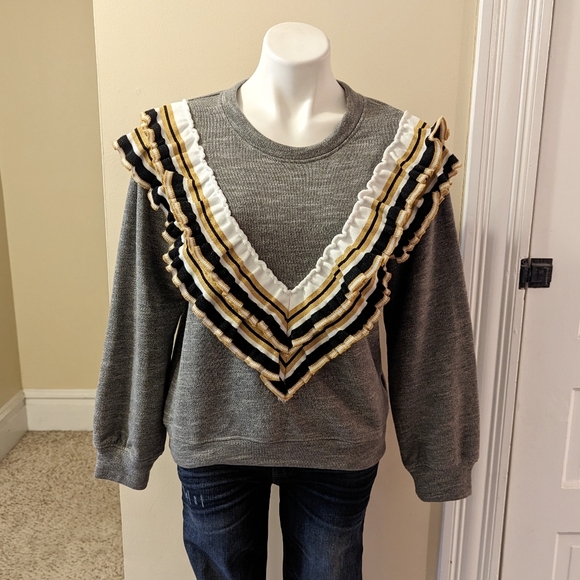 Moon River | Tops | Moon River Gray Top With Oversized Cream And Yellow ...